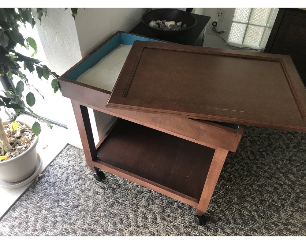 Premium Wooden Sand Tray with Rolling Cart Combo – Sand Tray Therapy