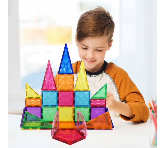 PicassoTiles 41-piece Magnetic Tile Building Blocks – Play Therapy Toys